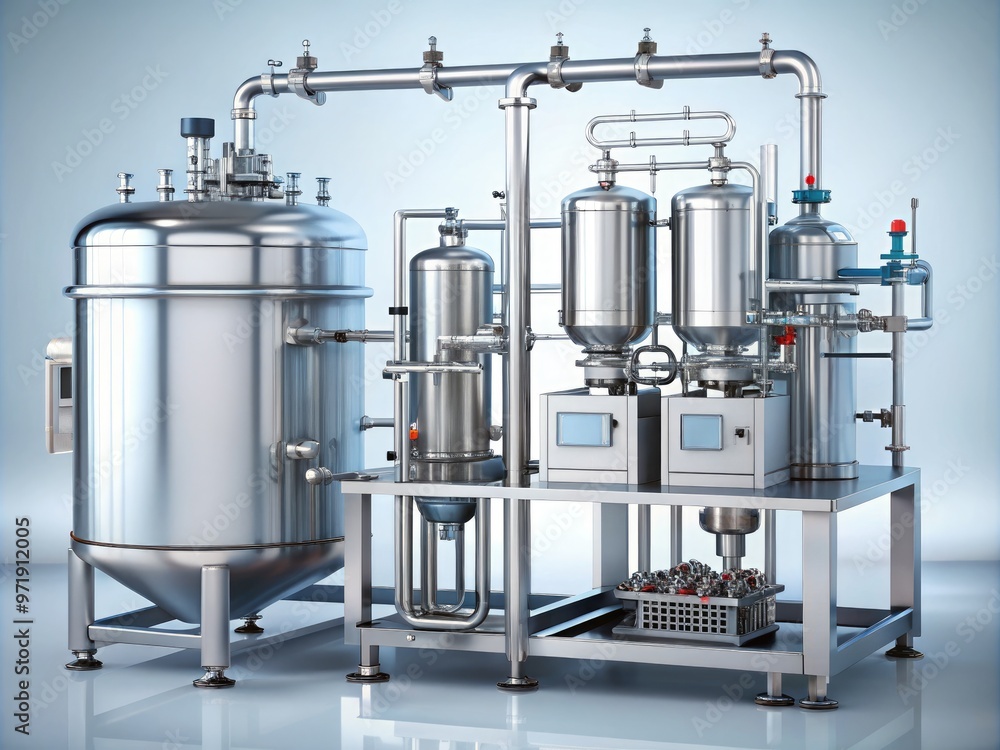 Schematic illustration of a bioreactor, showcasing a sterile closed ...