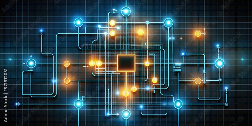 Schematic representation of electronic logic gate circuitry, showcasing ...