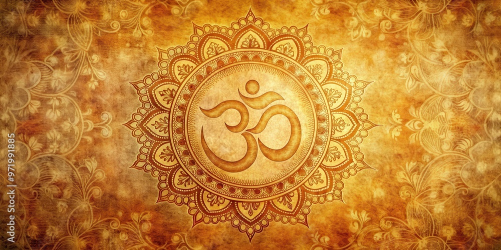 Vintage style OM symbol with intricate designs and texture, OM, symbol ...
