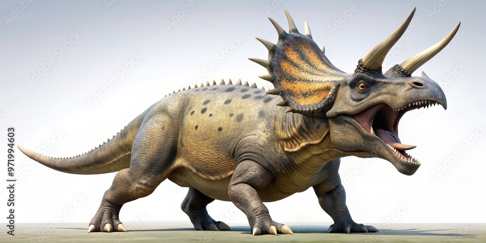 Styracosaurus dinosaur roaring in a render, Styracosaurus, dinosaur ...