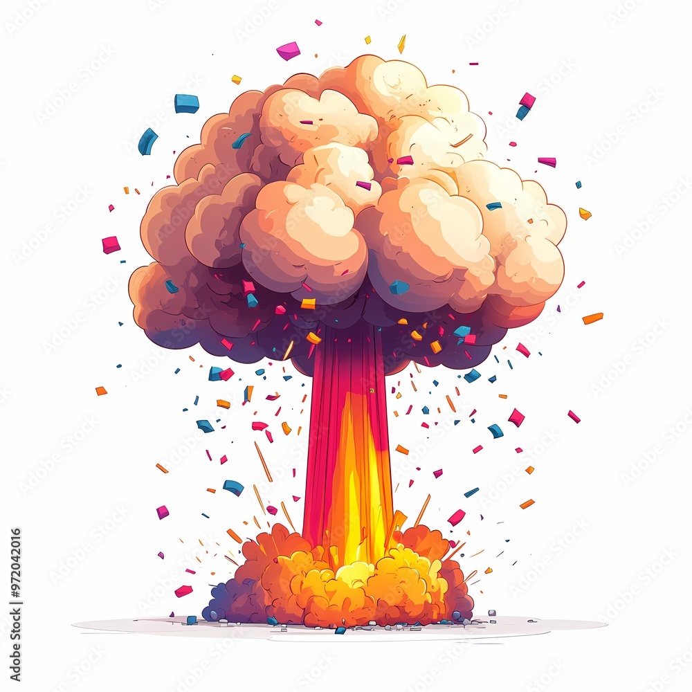 Explosive Celebration: A vibrant, cartoon-style explosion erupts with ...