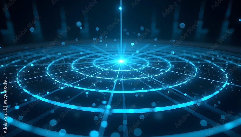 Foto A futuristic radar or sonar display with concentric circles and ...