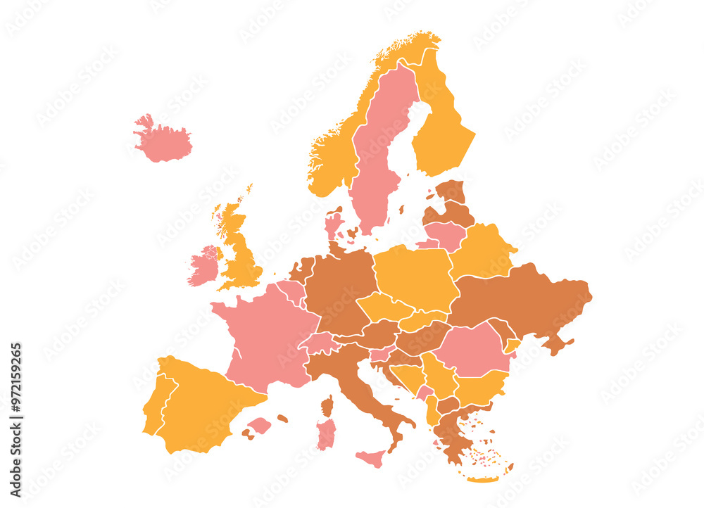 World map on white background. All countries in The World different ...