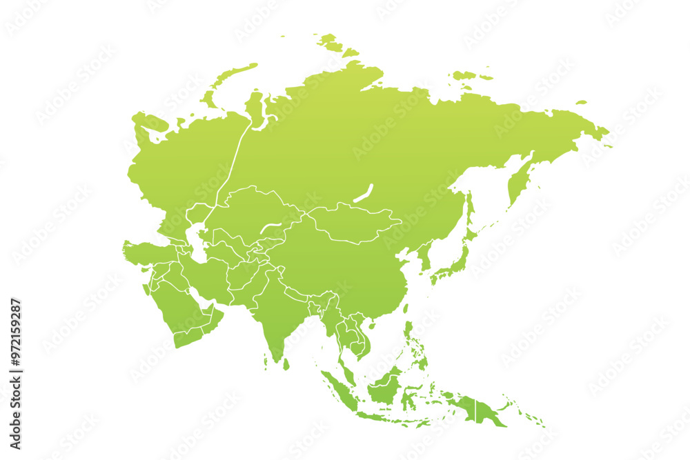 Asia map on white background. All countries in Asia Modern color. Can ...
