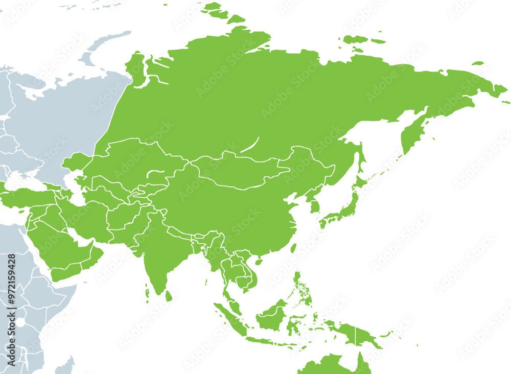 Asia map on white background. All countries in Asia different colors ...
