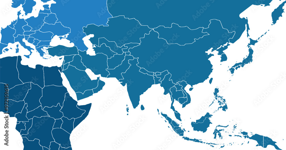 Asia map on white background. All countries in Asia different colors ...
