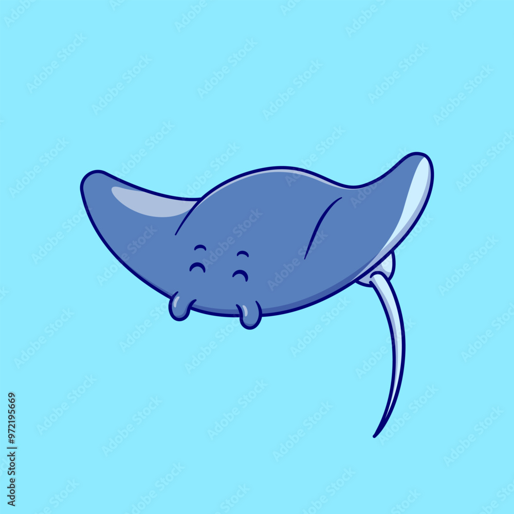 Cute Stingray Fish Cartoon Vector Icon Illustration. Sea Creatures ...