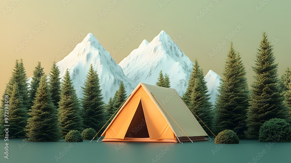 Charming Isometric Tent Model, A whimsical clay design of a camping ...