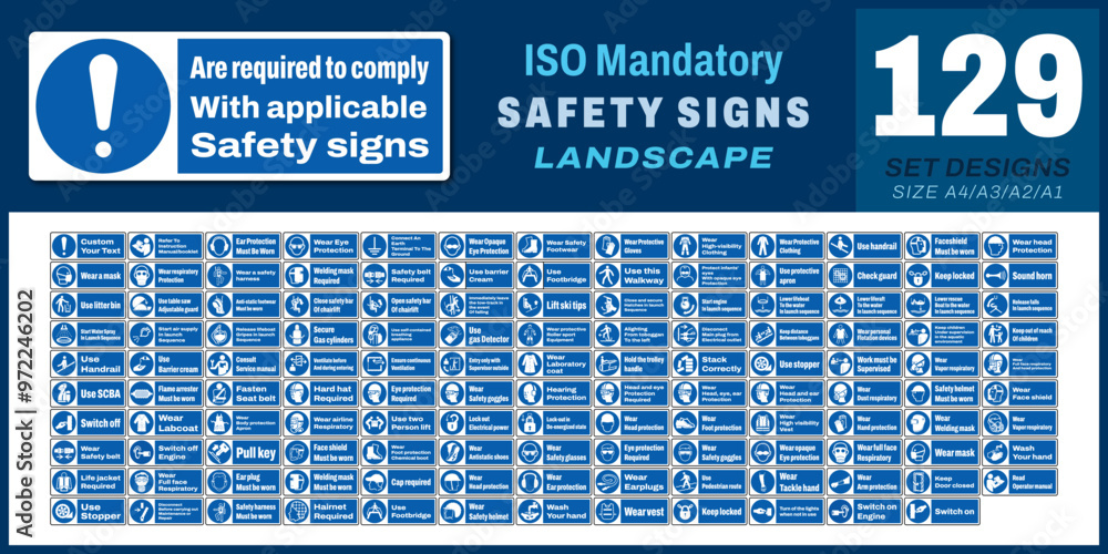 129 set ISO mandatory safety signs v3 are required to comply with ...