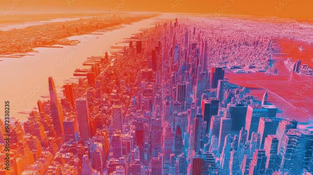 Heatmap of a city's tourism hotspots, with warm colors highlighting the ...