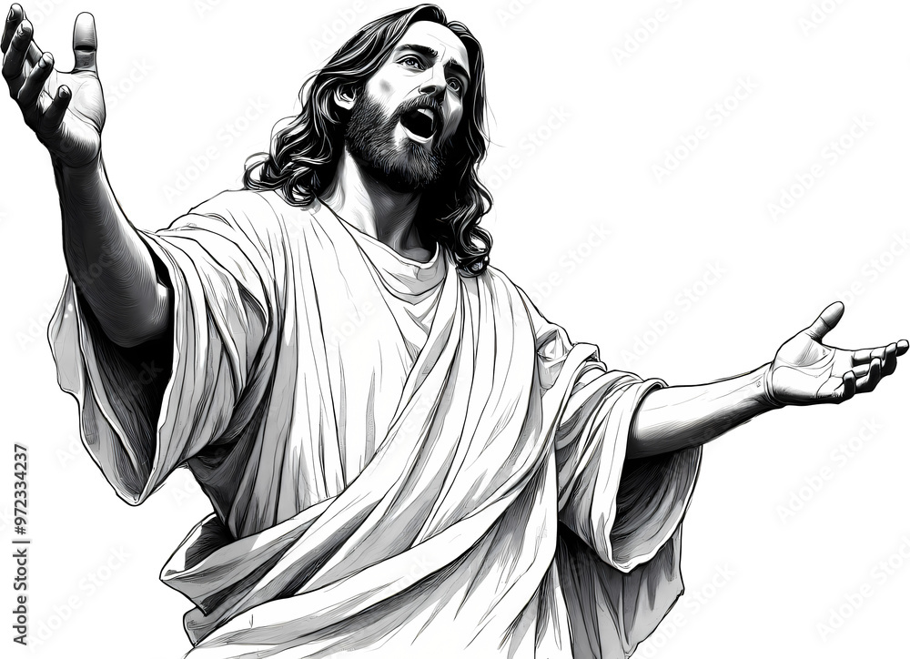 Jesus Christ Preaching Clipart Illustration Bible Study, Church Media ...