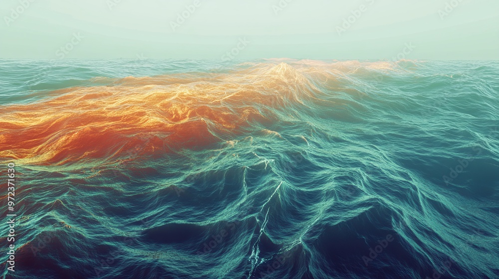Heatmap of ocean currents in a vast sea, with warm colors tracing the ...