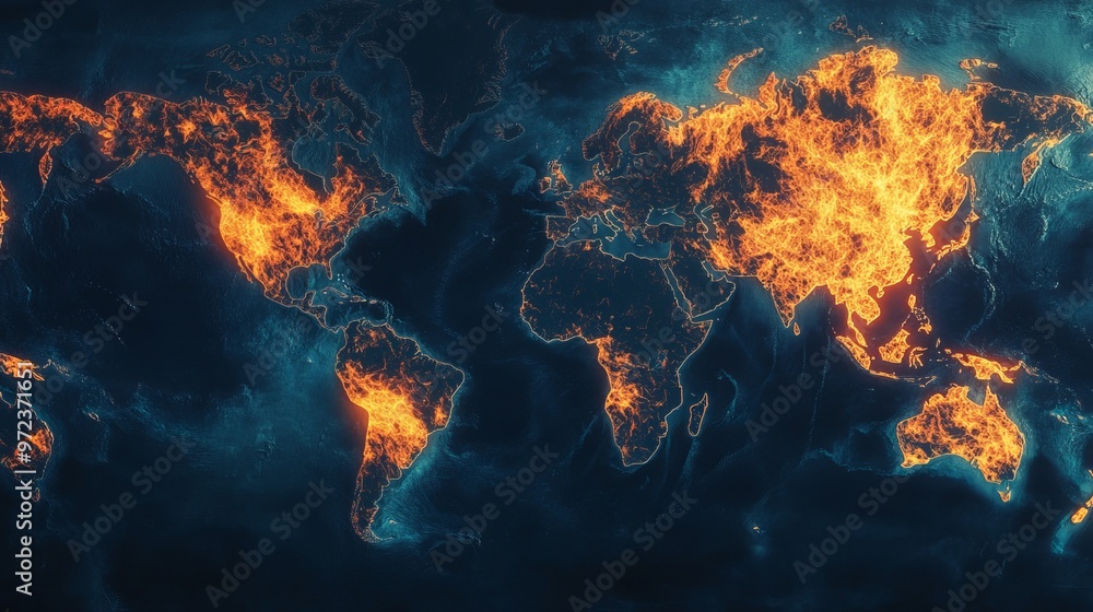 Heatmap of ocean currents in a vast sea, with warm colors tracing the ...