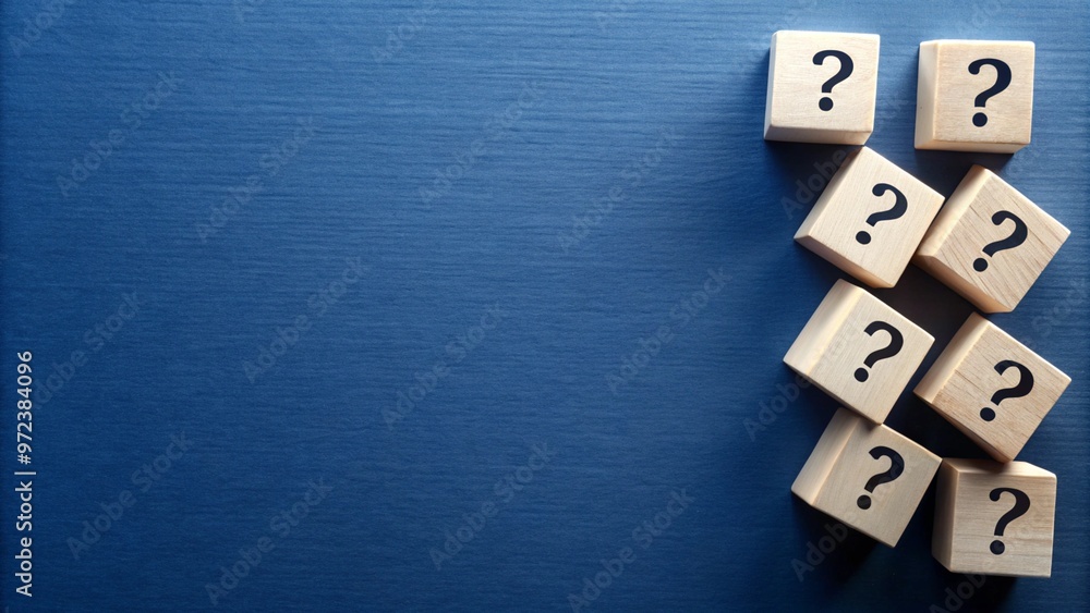 Navy blue background with wood question mark for your presentation ...