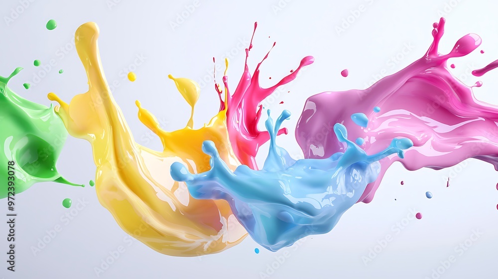 A vibrant advertisement using 3D liquid fonts that appear to drip and ...
