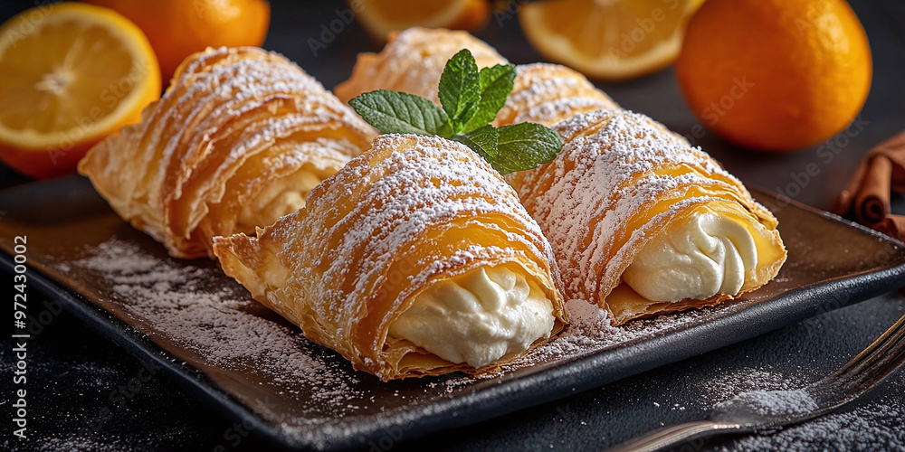 Italian dessert Neapolitan sfogliatella - shell-shaped puff pastry with ...