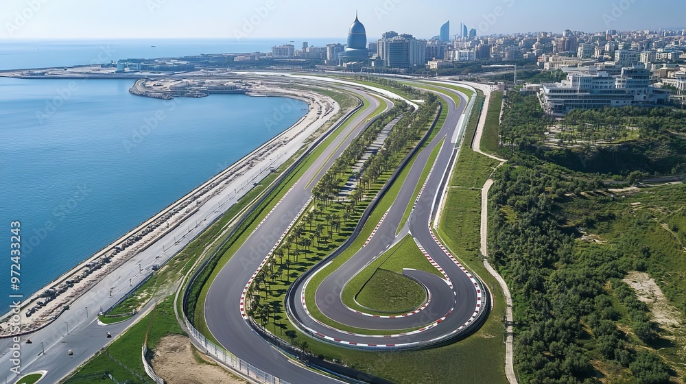 A map showing the racetrack in Baku, Azerbaijan, where car races take ...