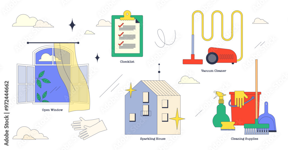 Move in cleaning for new property hygiene tiny neubrutalism collection ...