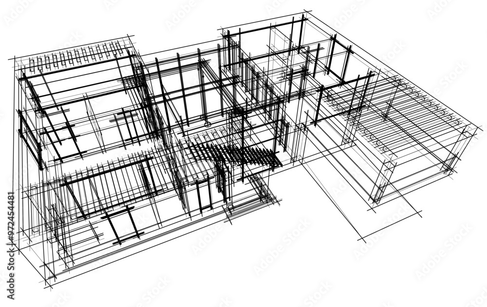 architecture 3d vector drawing Stock Vector | Adobe Stock