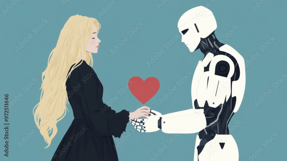 The marriage of mankind and stock. An enamored girl and a humanoid ...