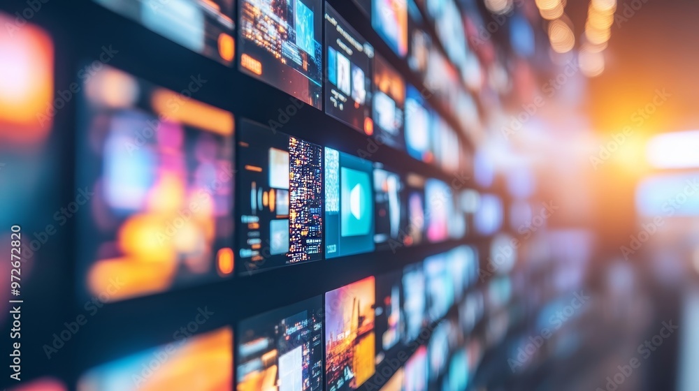 Wall Of Digital Screens Showing Programming Code, Big Data, and ...