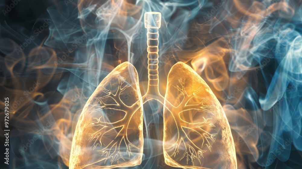 Image of unhealthy lungs affected by poor air quality or smoking ...