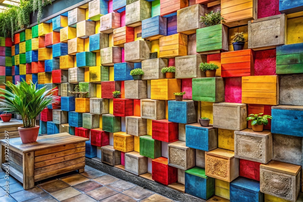 Vibrant colors and textures transform drab cinder block walls into ...