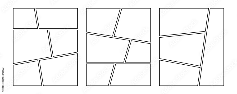 Vettoriale stock di Set of collage grid manga comic storyboard layout ...