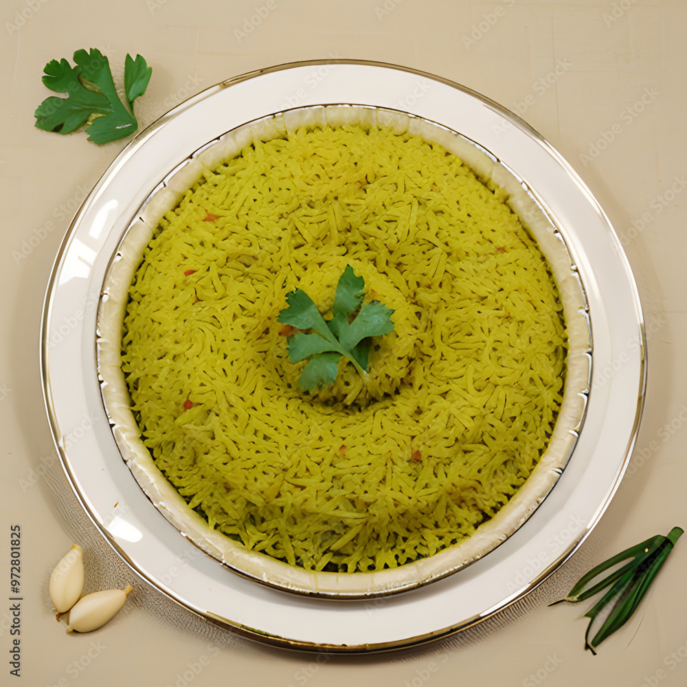 Illustration Stock Onam Sadhya with rice on beige background ...