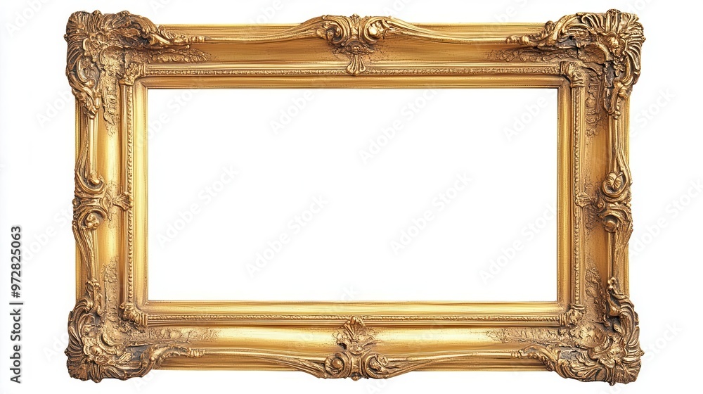 elegant doubleline rectangular gold frame with intricate corner details ...