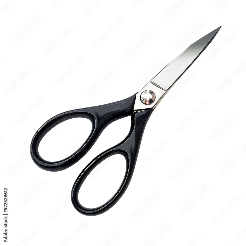 Sharp black scissors on a transparent background, suitable for crafting ...