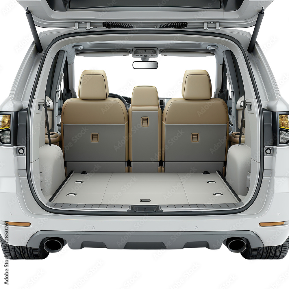Open Trunk Car Interior Cargo Space Rear Seat Folded Down Stock Photo ...