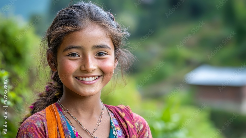 Radiant Nepalese Teenage Girl in Traditional Gunyo Cholo Embracing ...