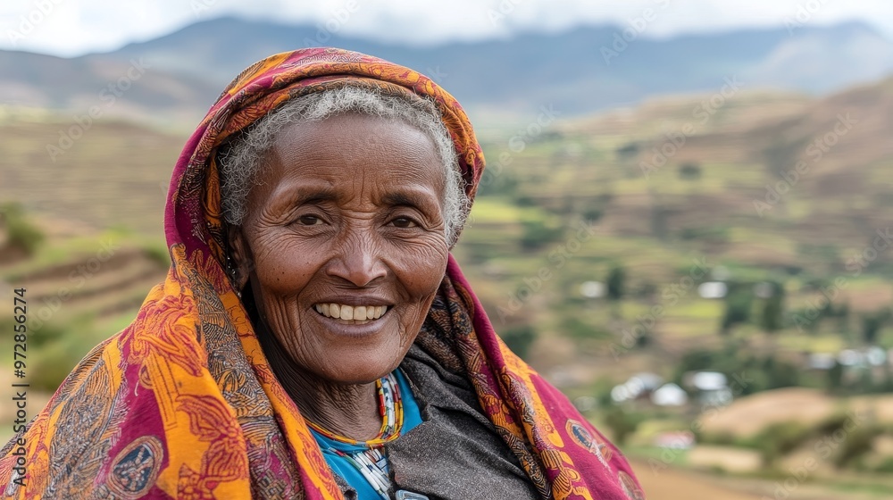 Authentic Beauty of an Elderly Ethiopian Woman in Habesha Kemis ...