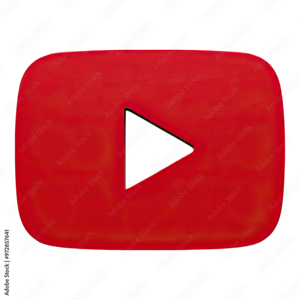 3d YouTube logo play button red square social media icon online video ...