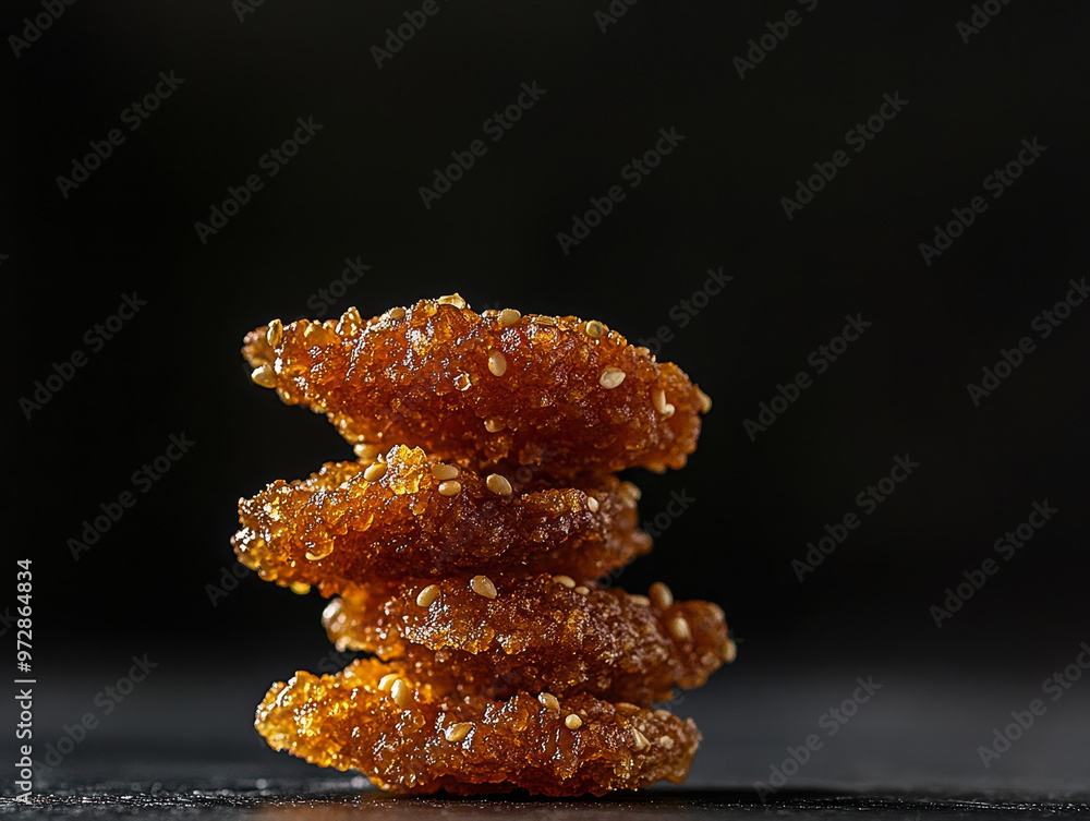 Thai tamarind candy is beautifully stacked, showcasing its rich texture ...