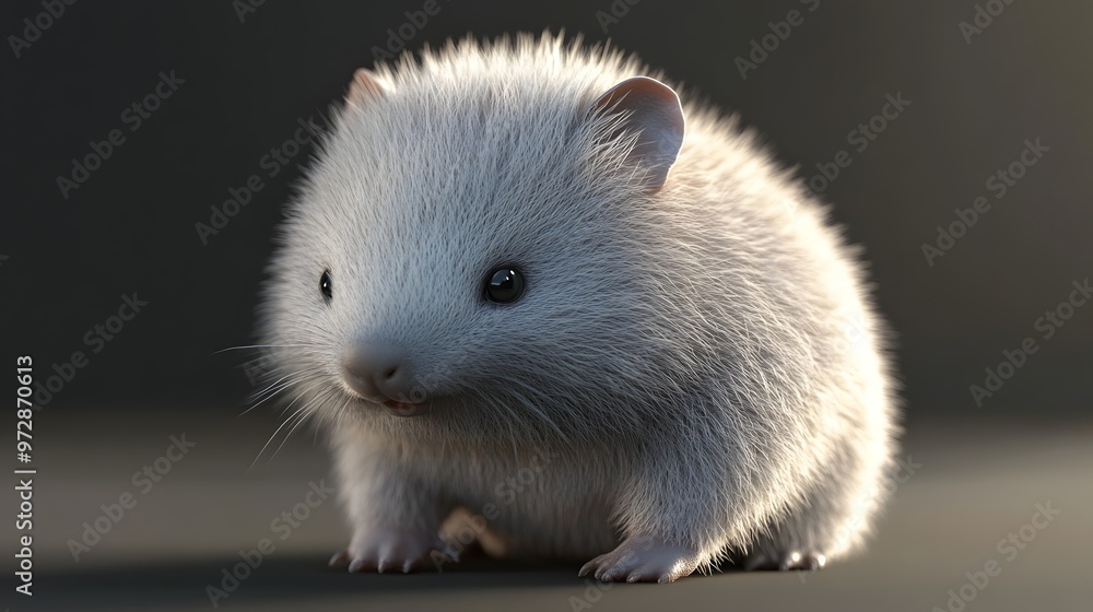 34. **Adorable 3D model of a baby wombat with a round body and gentle ...