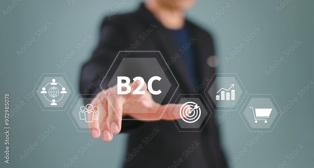 B2C concept, business 2 customer marketing strategy technology ...