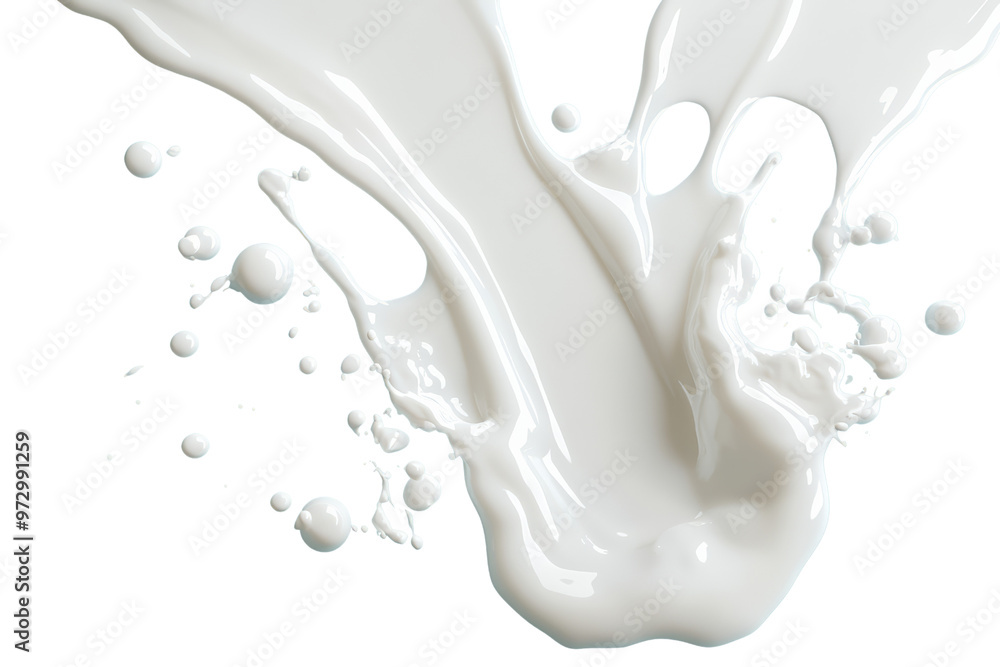 Dynamic splash of white liquid on a transparent background, captured in ...