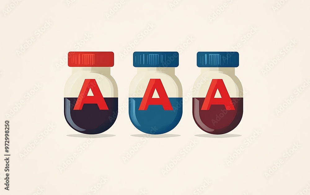 Blood Type Identification Icons - A Highlighted Type A Symbol in Flat ...