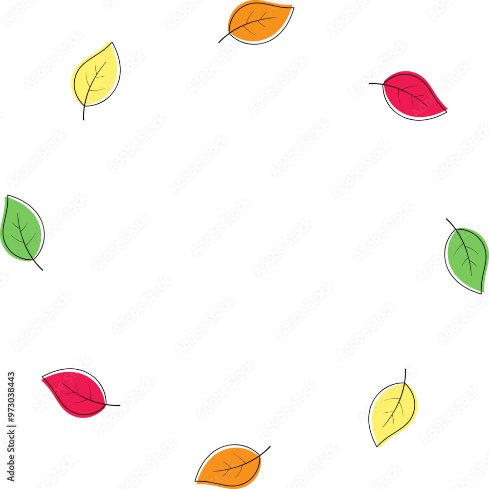 Cartoon autumn leaf frame border illustration Stock Vector | Adobe Stock