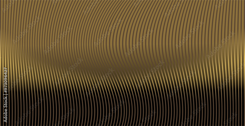 a composition of repeating curved lines in brown and gold and a black ...