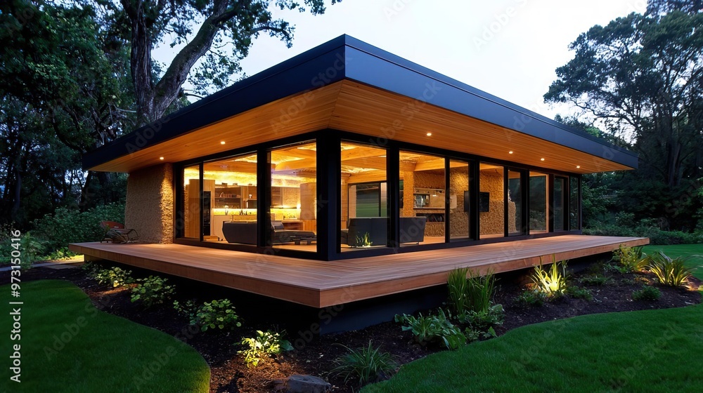 A modern green architecture project showcasing low-impact construction ...