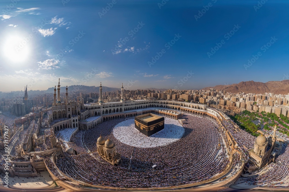 Makkah al mukarramah A panoramic view of the Kaaba in Mecca Saudi Arabia during the Hajj ...