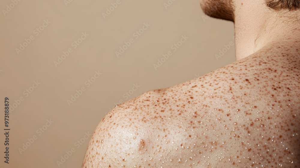 Extreme close-up of inflamed red monkeypox lesions on human skin. Mpox ...