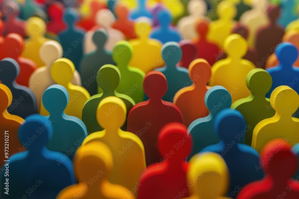 Large, vibrant crowd of diverse paper-cutout people, symbolizing unity ...