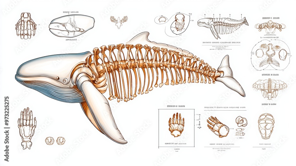 Ilustración de Stock Whale Skeleton Diagram Anatomy Illustration ...