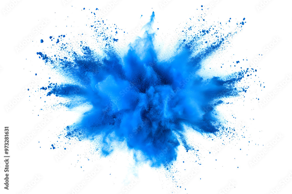explosion of dry blue paints on a transparent background. cloud and ...