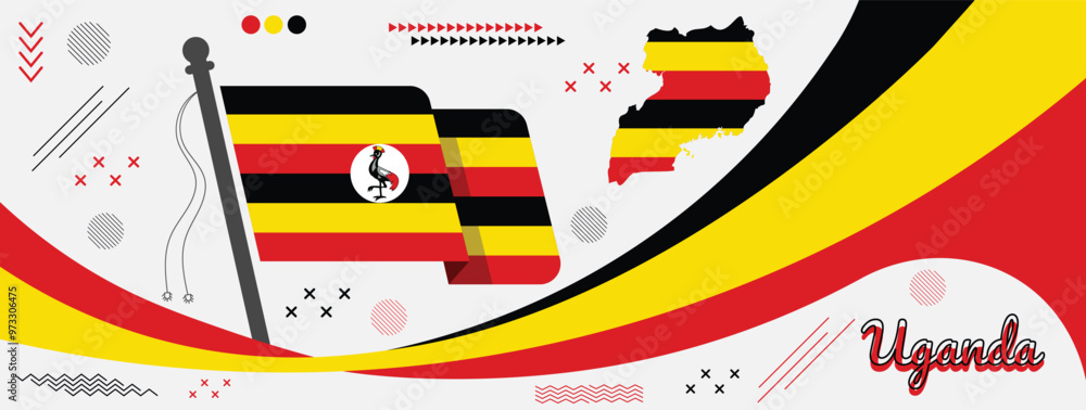 Detailed vector map of Uganda highlighting geographical features and ...