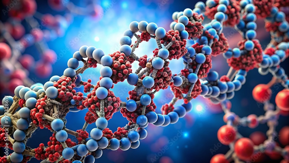 Microscopic illustration of myoglobin molecule, a protein in muscle ...